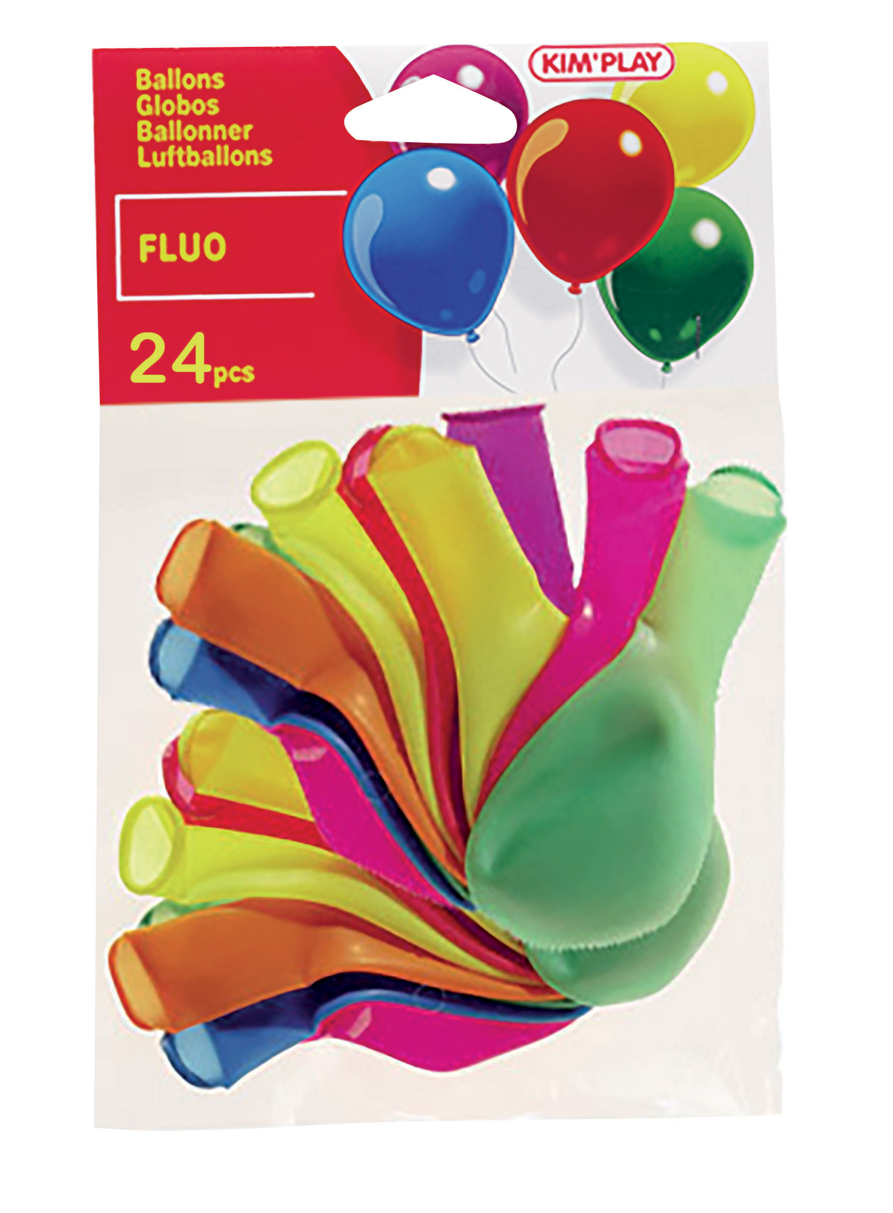 24 BALLONS À GONFLER FLUO ASSORTIS K755527 - Interdacta